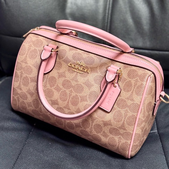 Coach | Bags | Coach Rowan Satchel Bag In Signature Canvas Tanpink Petal Cv96 Nwt | Poshmark